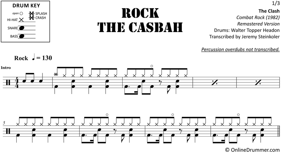Rock The Casbah - The Clash - Drum Sheet Music