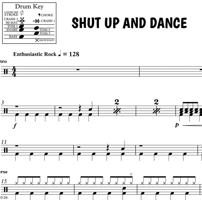 Shut Up and Dance - Walk The Moon - Drum Sheet Music