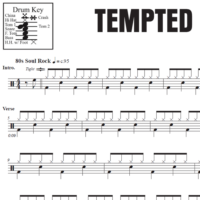 Tempted - Squeeze - Drum Sheet Music